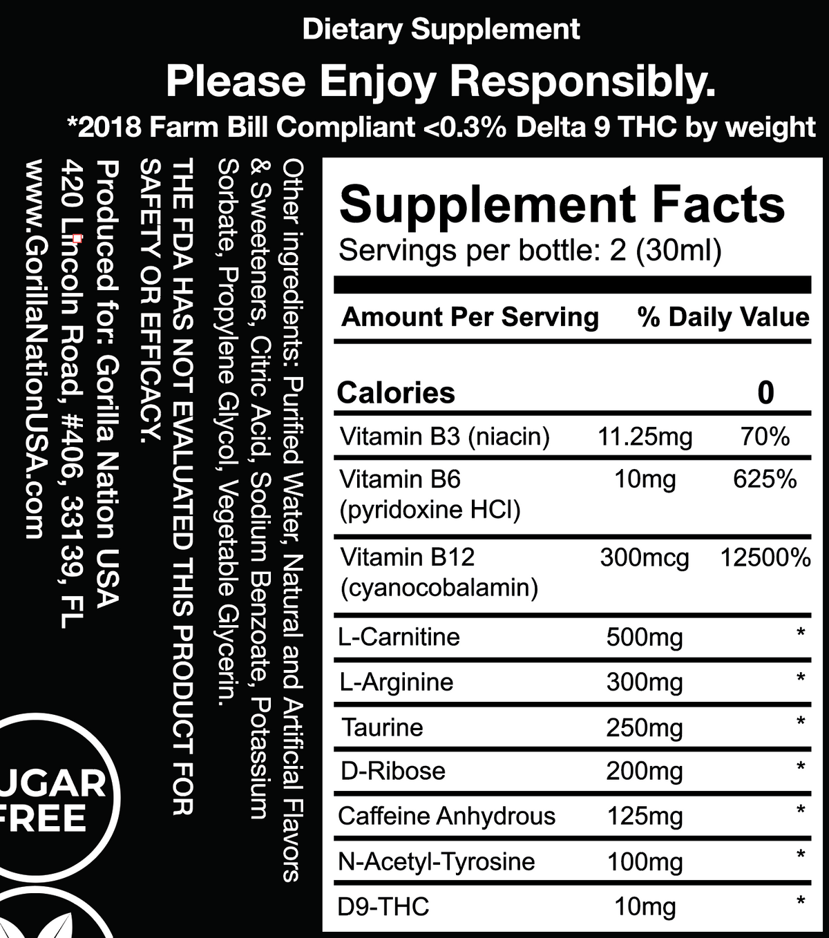 50mg UNTAMED Delta 9 Energy Shots - THC Energy Drink - Gorilla